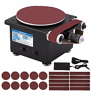 MXBAOHENG Mini Disc Sander 6-Inch Electric Mini Belt Sander 1.2-Inch by 15-Inch, Small Sanding Belt Machine for Wood Crafts Metal Stone Grinding 100W 8000RPM (Model A)