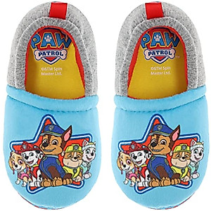 Paw Patrol Toddler Slippers, A-Line Novelty Slippers, Chase, Marshall, Everest, Skye, Blue, Size 11/12 Toddler