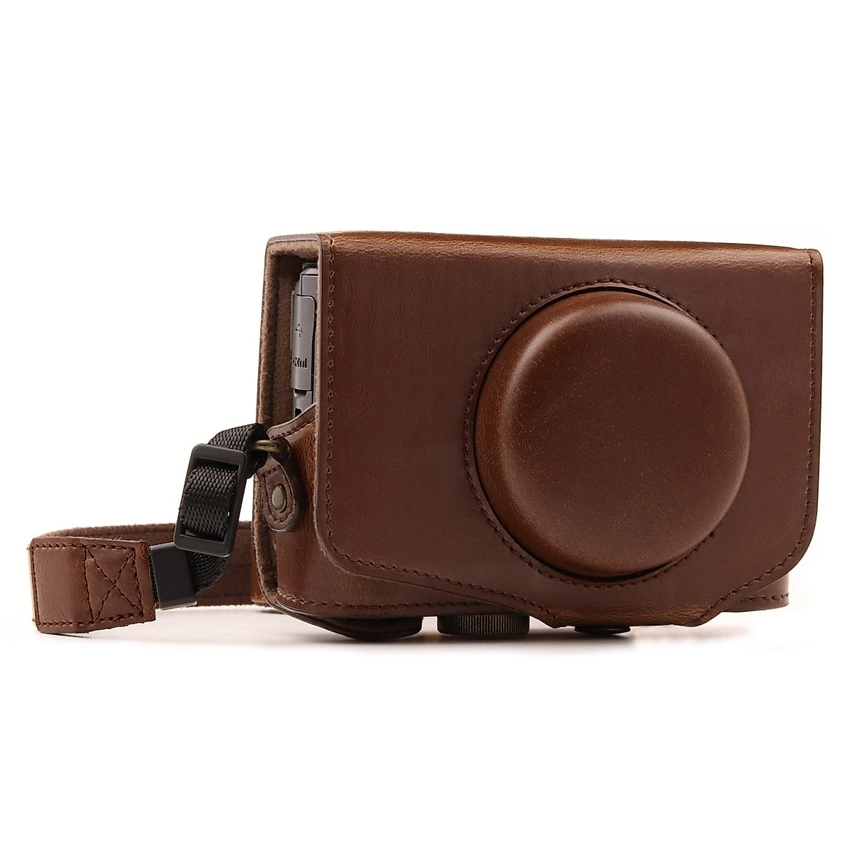 MegaGear MG1174 Canon PowerShot SX740 HS, SX730 HS Ever Ready Leather Camera Case with Strap - Dark Brown
