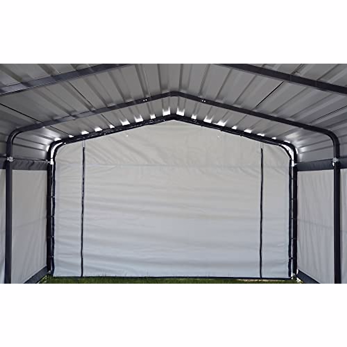 Arrow Sheds Amazon Exclusive 10' x 15' x 7' 29-Gauge Carport with Galvanized Steel Roof Panels and Enclosure Kit, Charcoal