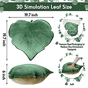 Yulejo Leaf Shape Throw Pillow 3D Cute Pillow Aesthetic Pillow Decorative Fun Plant Pillows Plant Leaves Shaped Throw Pillow Cushion for Bedroom Sofa Couch Living Room Home Decoration Favor, Green