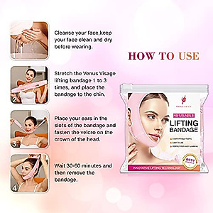 Venus Visage V-Line Chin Strap, Reusable Double Chin Strap for Jaw Line Definition, Chin Strap for Double Chin for Women & Men, V Line Lifting Mask, Visually Sculpting Double Chin Mask (Pink)