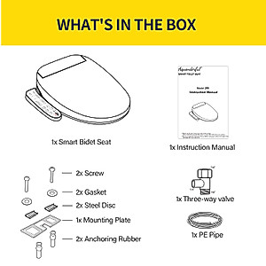 Aquonderful Round Smart Bidet Toilet Seat,Electric Smart Heated Seat with Slow Closes,Warm Water, Dryer, Vortex Wash, Rear and Front Wash,Night Light, White, 208D (Round)