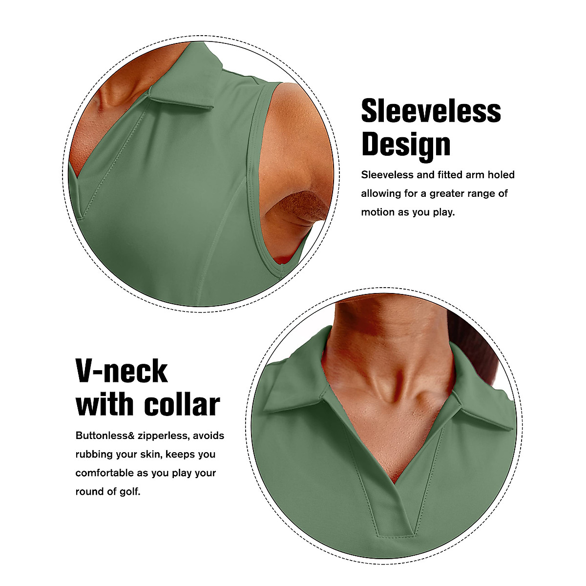 G Gradual Women's Sleeveless Golf Polo Shirts Tennis Quick Dry Collared Tank Tops V-Neck Polos for Women(Green,XL)