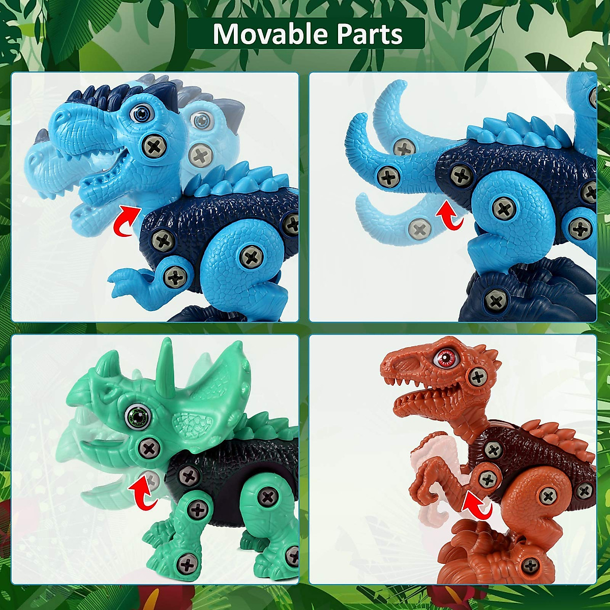 LeonMake Dinosaur Toys for Kids 3-5: Take Apart Dinosaur Toy for 3 4 5 6 7 8 Year Old Boys Girl | STEM Construction Building Dinosaur with Electric Drill | Boys Toys Age 6-8 | Birthday Gifts