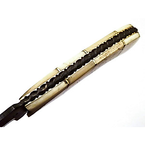 Skokie Knives Custom Hand Made Damascus Steel Hunting Tracker Knife Handle Camel Bone With Brass Spacer (Tracker W)