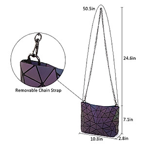 LOVEVOOK Geometric Luminous Purses and Handbags for Women Holographic Reflective Crossbody Bag Wallet