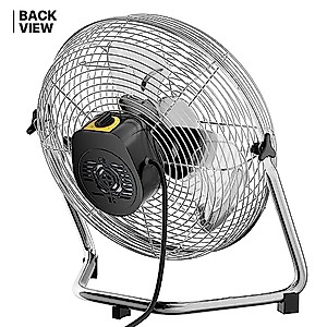 mollie 14 Inch High Velocity Fan Heavy Duty Metal Garage Floor Fan with 3 Speed Adjustable Tilt Portable Quiet Air Circulator for Home Bedroom Commercial Use 1243 CFM