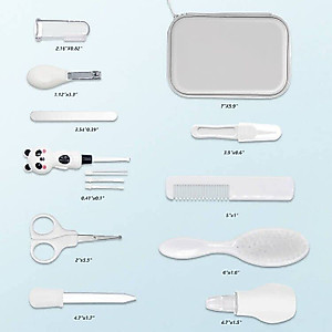 Baby Grooming Kit, 11 in 1 Portable Baby Safety Care Set with 01 Hair Brush Comb Nail Clipper Nasal Aspirator etc for Nursery Newborn Infant Girl Boys Keep Clean(White)