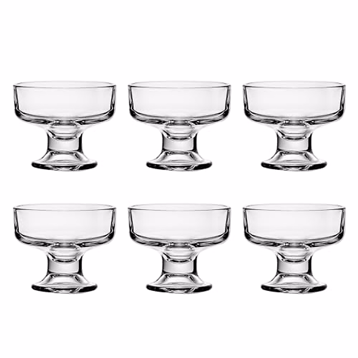 binsakao Glass Ice Cream Bowl Set, Small Clear Mini Footed Dessert Cups for Friut Pudding Trifle Parfait Sundae Nuts Cocktail Drinks Party (6.3 oz, 6 pcs)