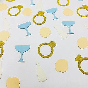 100PCS Last Toast on the Coast Confetti - Coastal Bachelorette Party Wine Cup Gold Glitter Diamond Ring Shells Paper Confetti for Bridal Shower