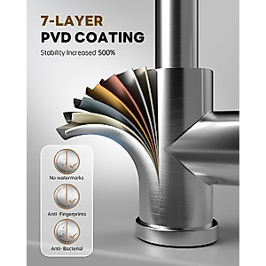 BLYLUND Kitchen Faucets with Soap Dispenser, Brushed Nickel Kitchen Faucet with Pull Down Sprayer 3 Modes, Stainless Steel Modern Kitchen Sink Faucets High Arch Single Handle Faucet