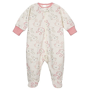 Onesies Brand Baby Girls' 4-Pack Sleep 'N Play Footies Multi Pack, Bunny Pink, 0-3 Months