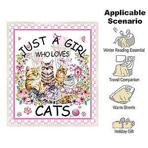 Cat Blanket,Cat Lover Gifts for Women, Blanket Gifts for Cat Lovers,Blanket Throw for Bedroom Sofa Couch Cat Gifts for Girls 50X60inches