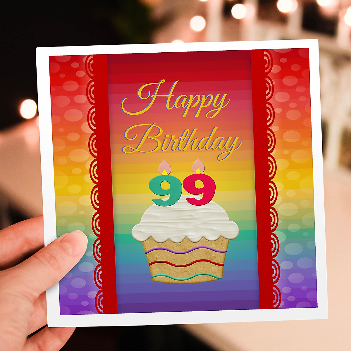 Greeting Card - Cupcake with Number Candles, 99 Years Old Birthday - Birthday Design