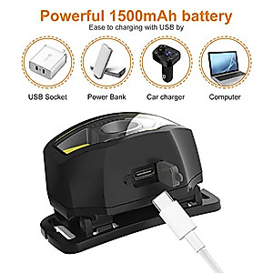 Curtsod Headlamp Rechargeable, 2-Pack 1200 Lumen Super Bright with White Red LED Head Lamp Flashlight, 12 Modes, Motion Sensor, Waterproof, Outdoor Fishing Camping Running Cycling Headlight