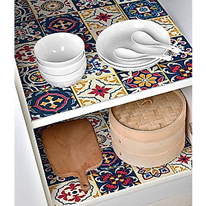 Adhesive Shelf Liner Patterned Contact Paper Drawer and Shelf Liner Creative Covering Peel and Stick Wallpaper Removable for Shelves, Drawer,Desk,Kitchen Cabinet,Bookshelves Vinyl Rolls 17.7"x78.7"