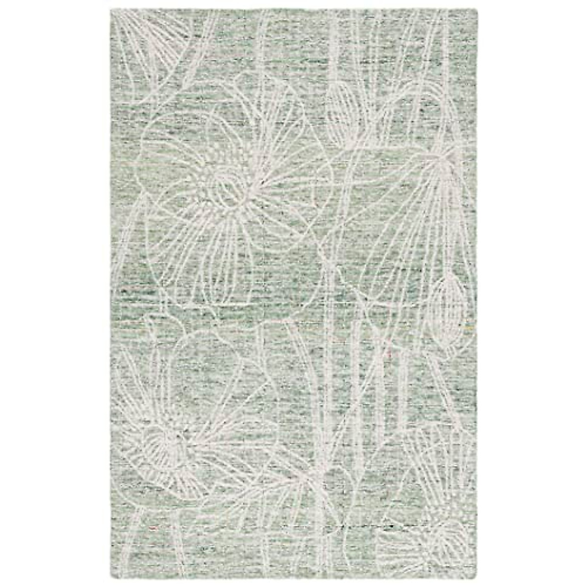 SAFAVIEH Metro Collection Area Rug - 8' x 10', Green & Ivory, Handmade Floral Wool, Ideal for High Traffic Areas in Living Room, Bedroom (MET875Y)