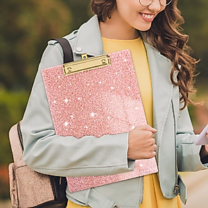 Rimilak Acrylic Glitter Clipboards, Sparkly Board with Low Profile Gold Clip, Designed for Classroom School and Office Use, A4 Letter Size 9 x 12.5 in, Rose Gold