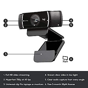 Logitech C922x Pro Stream Webcam – Full 1080p HD Camera