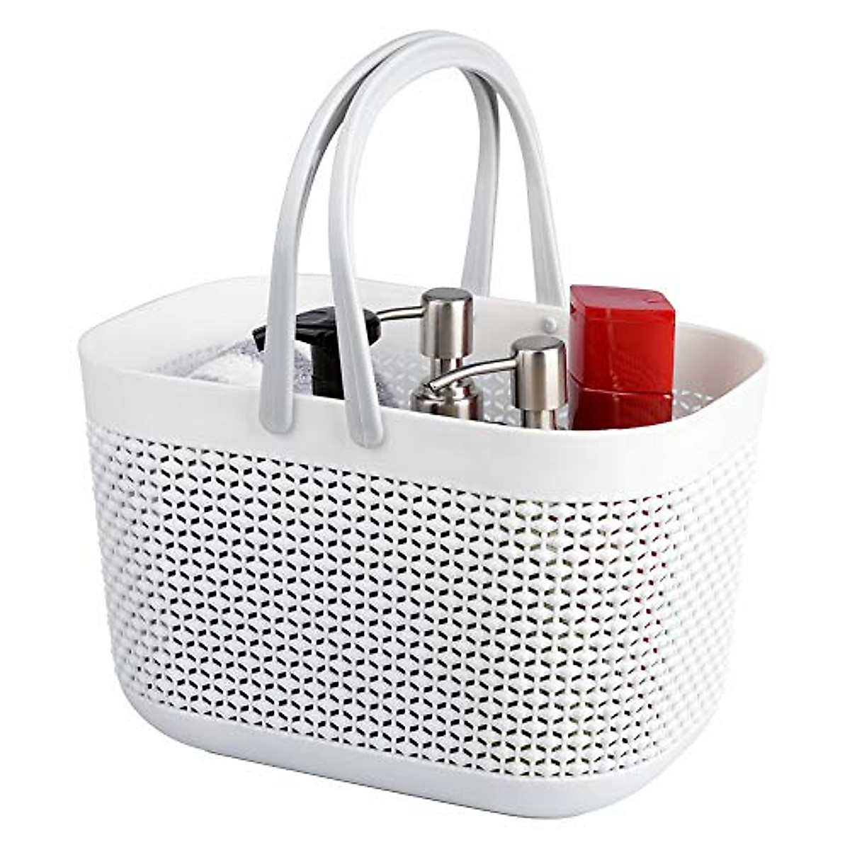 UUJOLY Plastic Organizer Storage Baskets with Handles, Shower Caddy Bins Organizer for Bathroom and kitchen（White）