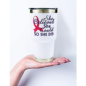 Breast Cancer Gifts for Women,Encouragement Gifts for Women,Christmas Gifts,She Believed She Could So She Did,Breast Cancer Tumbler,Breast Cancer Awareness Gifts for Women,Breast Cancer Survivor Gifts
