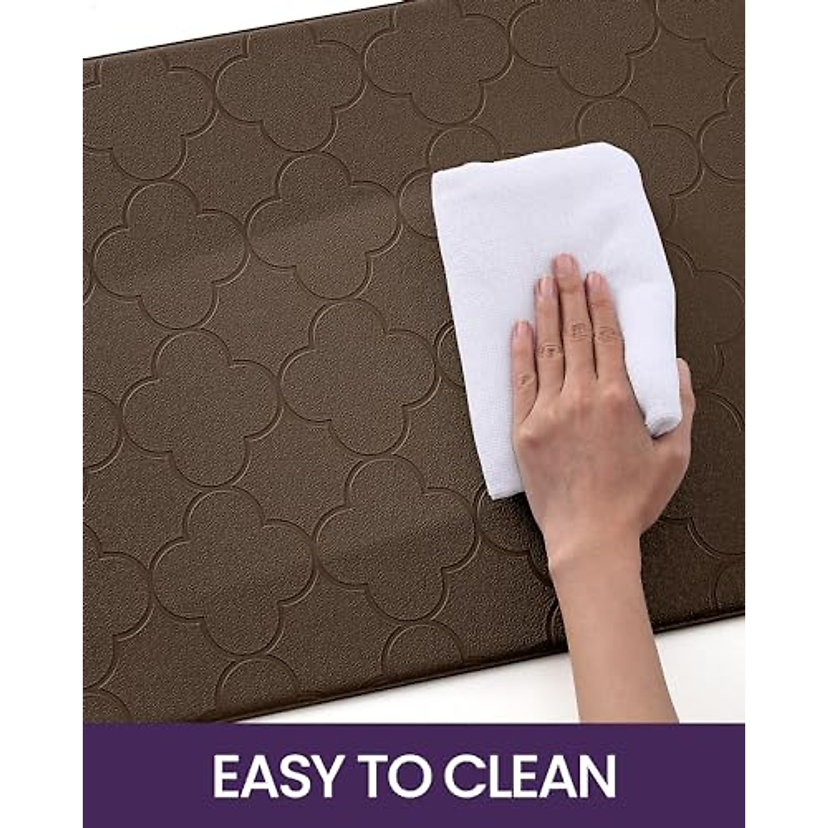 DEXI Kitchen Rugs Anti Fatigue Mats for Floor Cushioned Runner Rug Non Skid Comfort Foam Standing Mat for Office, Sink, 2 Pieces Set 17"x29"+17"x59", Brown