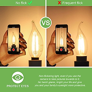 LANGREE E12 LED Candelabra Base Bulbs 5W Equivalent, 550lm, 2700K Soft White, CRI 80+, No Flickering, Long Lifespan, Dimmable, 10 Count