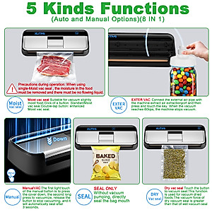 XLMYS Food Vacuum Sealer Machine (95KPA), Compact Automatic Food Vacuum Sealer with Vacuum Bags, LED Indicator Light, Dry & Moist Food Modes for Food Wine Preservation Storage