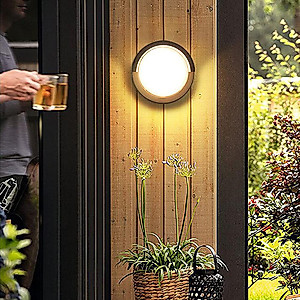 Aiwewin Outdoor Wall Lights, Porch Lights Outdoor Wall,Low Profile Modern Wall Sconce Light fixtures Waterproof Wall Mounted Lamp for Bedroom, House, Porch, Patio (Round 3200K 12W)