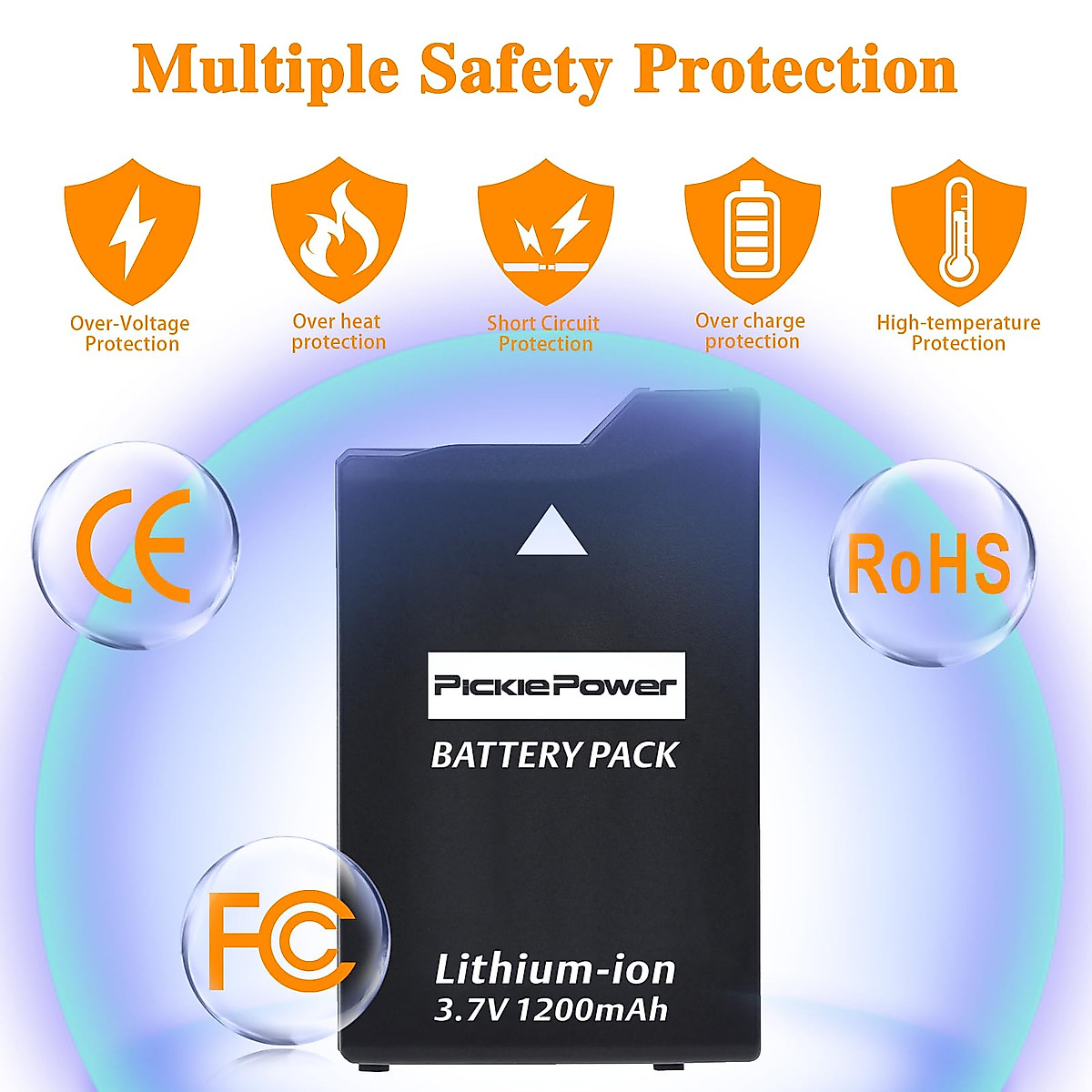 Pickle Power PSP 3000/2000 Battery with PSP Charger Cable for PSP 3000 / PSP Slim 2000 PSP-S110,PSP-3001, PSP-3000, PSP-3002, PSP-3004, PSP-2001, PSP Slim Console