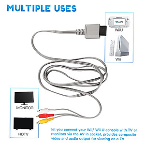 Xahpower 4 in 1 Accessories Bundle Kits for Wii, AC Power Supply Adapter + Composite Audio Video Cable + Wii to hdmi Converter and Wired Infrared Ray Sensor Bar Compatible with Nintendo Wii