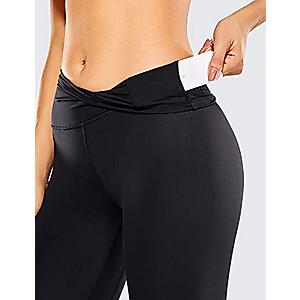 CRZ YOGA Women's Naked Feeling Yoga Pants 25 Inches - 7/8 High Waisted Workout Leggings Black Medium