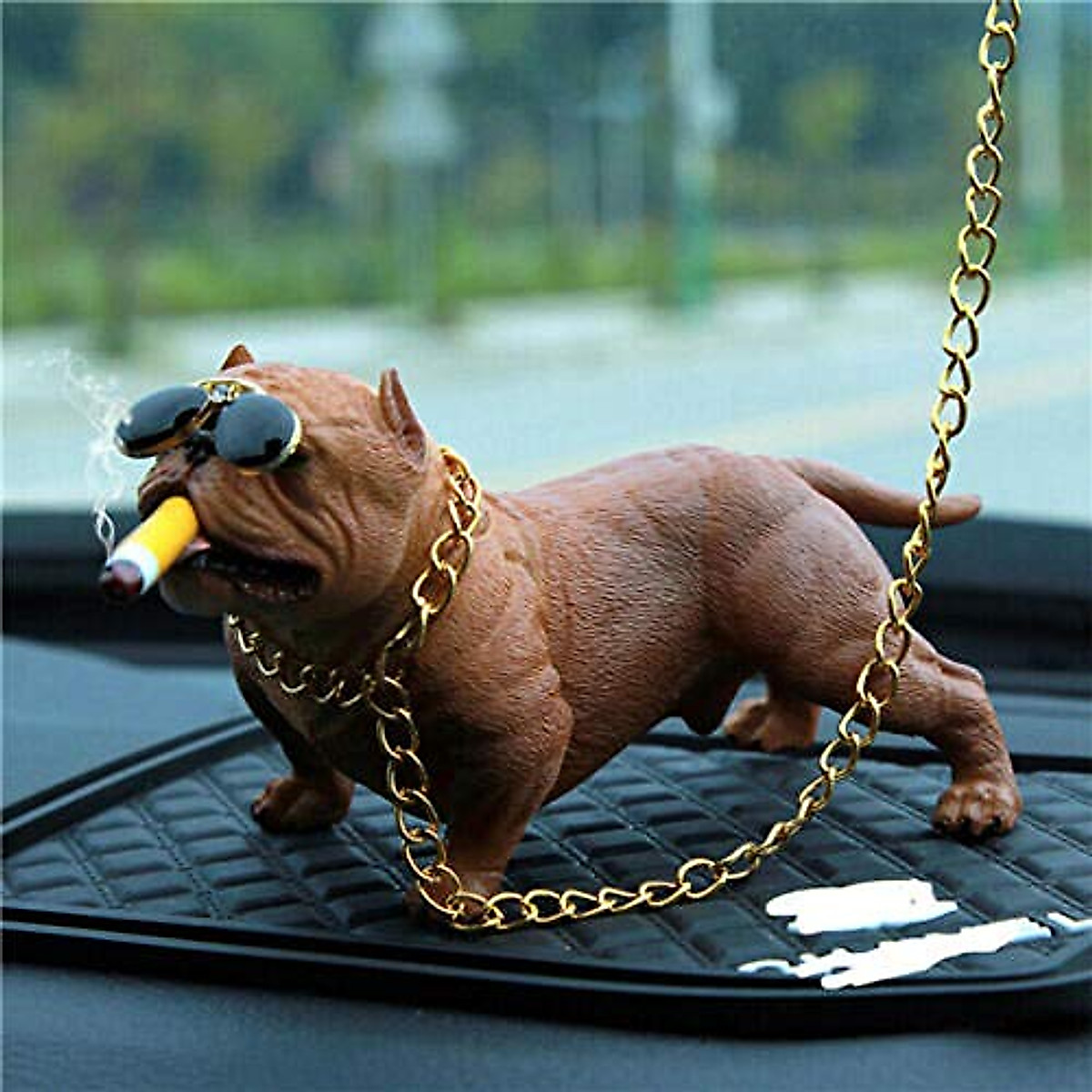 Jiuke, Bully Pitbull Dog Car Interior Decoration Dashboard Ornament Fashion Funny Cute Home Decoration Auto Accessories No Base-Black