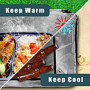 SAMSIER Picnic Basket for 2, Waterproof Foldable Portable Durable for Picnic, Camping, Beach, Dinner Party (Grey)