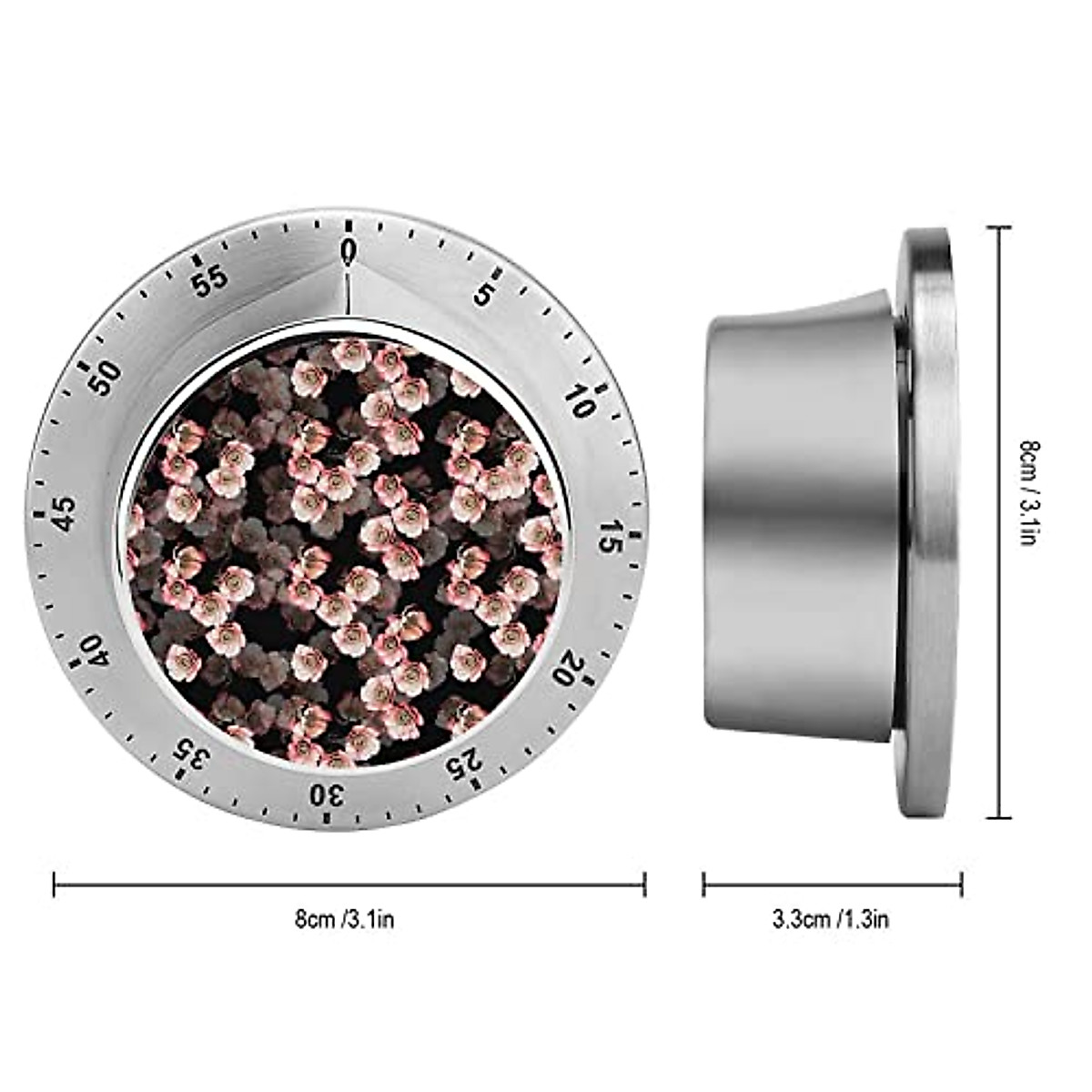 Kitchen Timer Flower Classroom Timer Stainless Steel Countdown Timer with Magnetic Backing