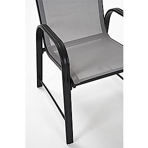 Cosco Outdoor Living Dining Chairs, 6-Pack, Gray Frame, Light Gray Sling (88645GLGE)