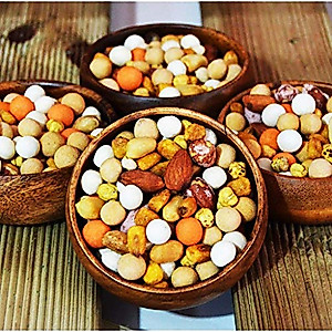 Acacia Handmade Wood Carved Plates - Set of 4 Calabash Bowls Size 4" (Round)