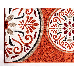 Unique Loom Outdoor Modern Collection Area Rug (7' 1" x 10' Rectangle, Terracotta/ Burgundy)