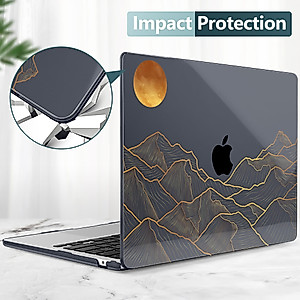 DONGKE Compatible with M3 MacBook Air 15 inch Case 2024 2023 A3114 A2941 M2 Retina Display Touch ID, Plastic Hard Case & Keyboard Skin & Screen Protector for MacBook Air 15.3" - Abstract Mountain