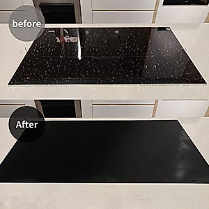 Glass Stove Top Cover Cooktop Protector for Electric Stove, 36 x 24 Inch Waterproof Heat Resistant Mat for Kitchen Counter Stovetop, Washer Dryer, Ceramic Stove, Flat Top Stove (Black)