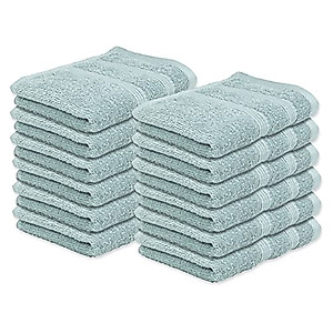 Kaufman - Premium Washcloth Set of 12 (13x13 Inches) 100% Cotton Ring Spun, Highly Absorbent, Durable and Ultra Soft Feel Wash Cloths Essential for Bathroom, Spa, Gym, and Face Towel (12PK)