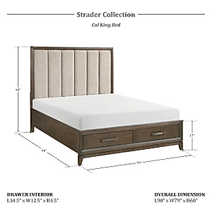 Lexicon Strader Platform Bed with Footboard Storage, Cal King, Dark Walnut