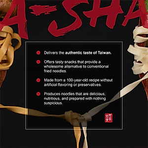 A-Sha Chewy Knife Cut Squiggly Noodles With Sesame Scallion Sauce - Healthy Ramen Noodles, 1 Bag(4 Servings)