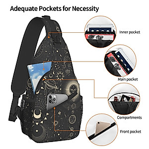 FyLybois Moon and Stars Sling Bag Multipurpose Crossbody Backpack For Women Chest Daypack Outdoor Cycling Hiking Travel