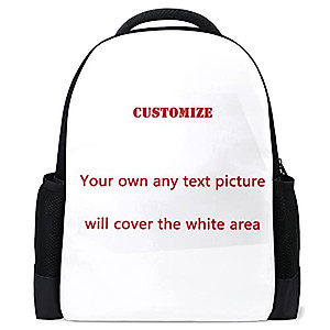ZZXXB Custom Casual Backpack Personalized Your Text Picture Waterproof Travel Daypack Children School Bag