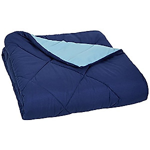 Amazon Basics Navy Blue Comforter (Full/Queen) and Navy Blue Sheet Set (Queen)