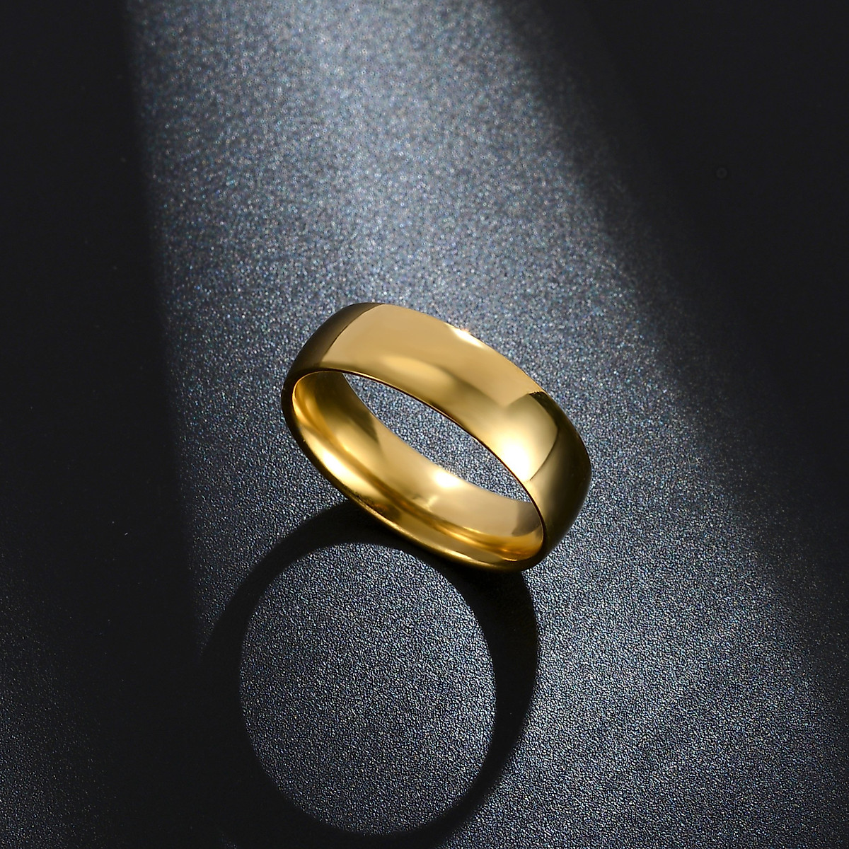 Yanxyad Stainless Steel Ring for Women Men Wedding Band Rings Polished Brushed Ring (Gold-6MM, 7)