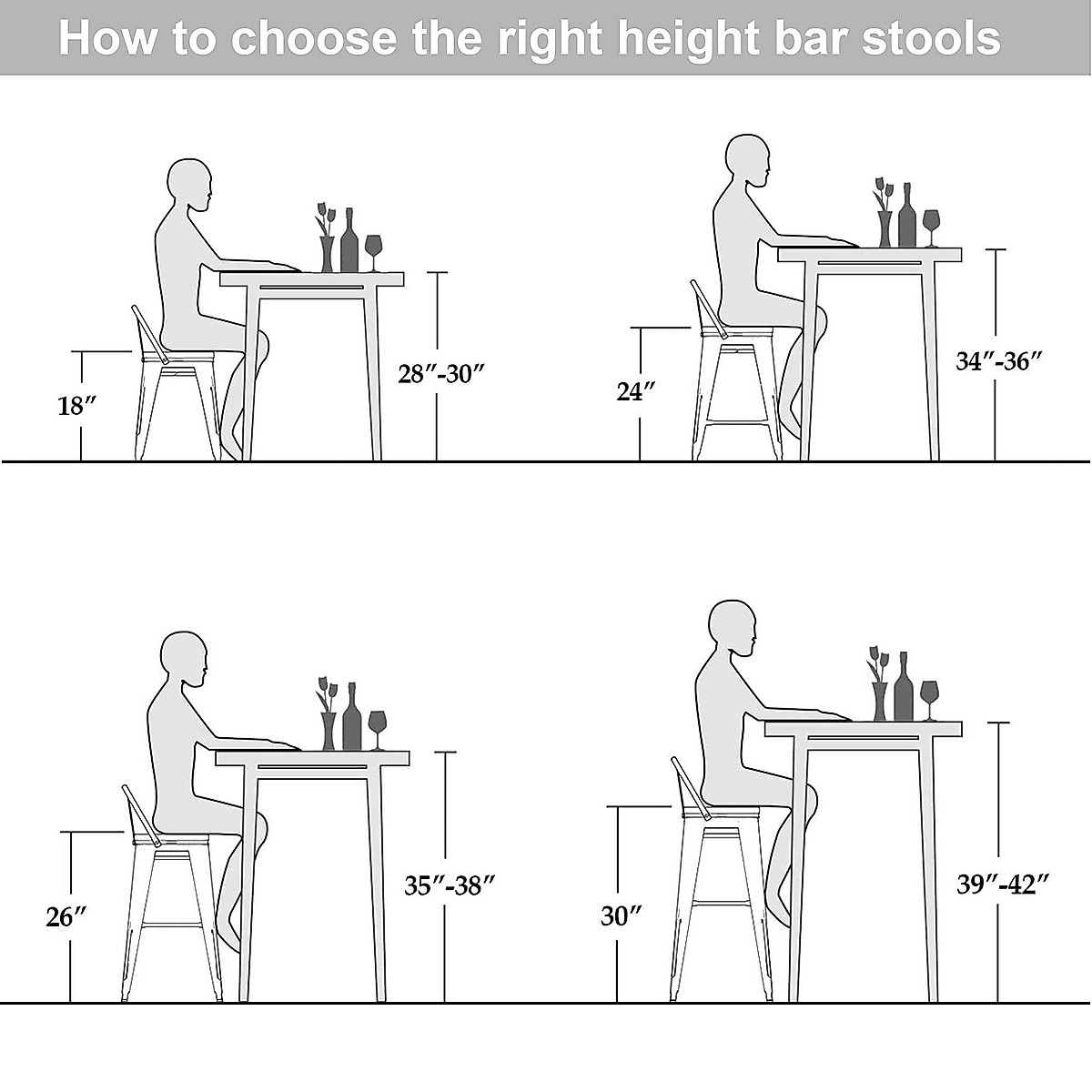 Changjie Furniture Metal Barstools Set of 4 Industrial Bar Stools Counter Stools with Backs Indoor Outdoor Counter Height Bar Stools (26 Inch, Bronze)