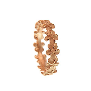 Arthur's Jewelry 925 sterling silver pink rose gold plated Hawaiian 5mm plumeria flower lei ring size 3.5